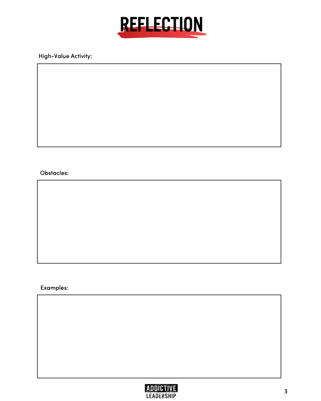 FREE Tool: Reflection Activity - Addictive Leadership
